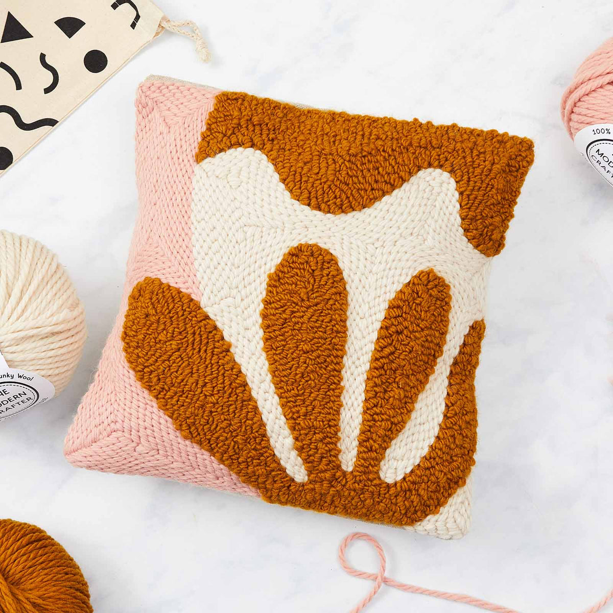 British Wool Abstract Punch Needle Cushion | The Modern Crafter